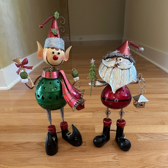 Pier 1 | Holiday | Pier Metal Christmas Elf And Santa Tall Tea Light ...